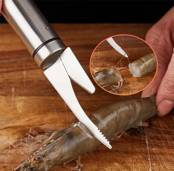 5 in 1 Multifunctional Shrimp Line Fish Maw Knife with Fishbone Forceps, 304 Stainless Steel Shrimp Peeler,Fish Scale Remover, Kitchen Fish and Shrimp/Duck Intestine Cleaner (2)