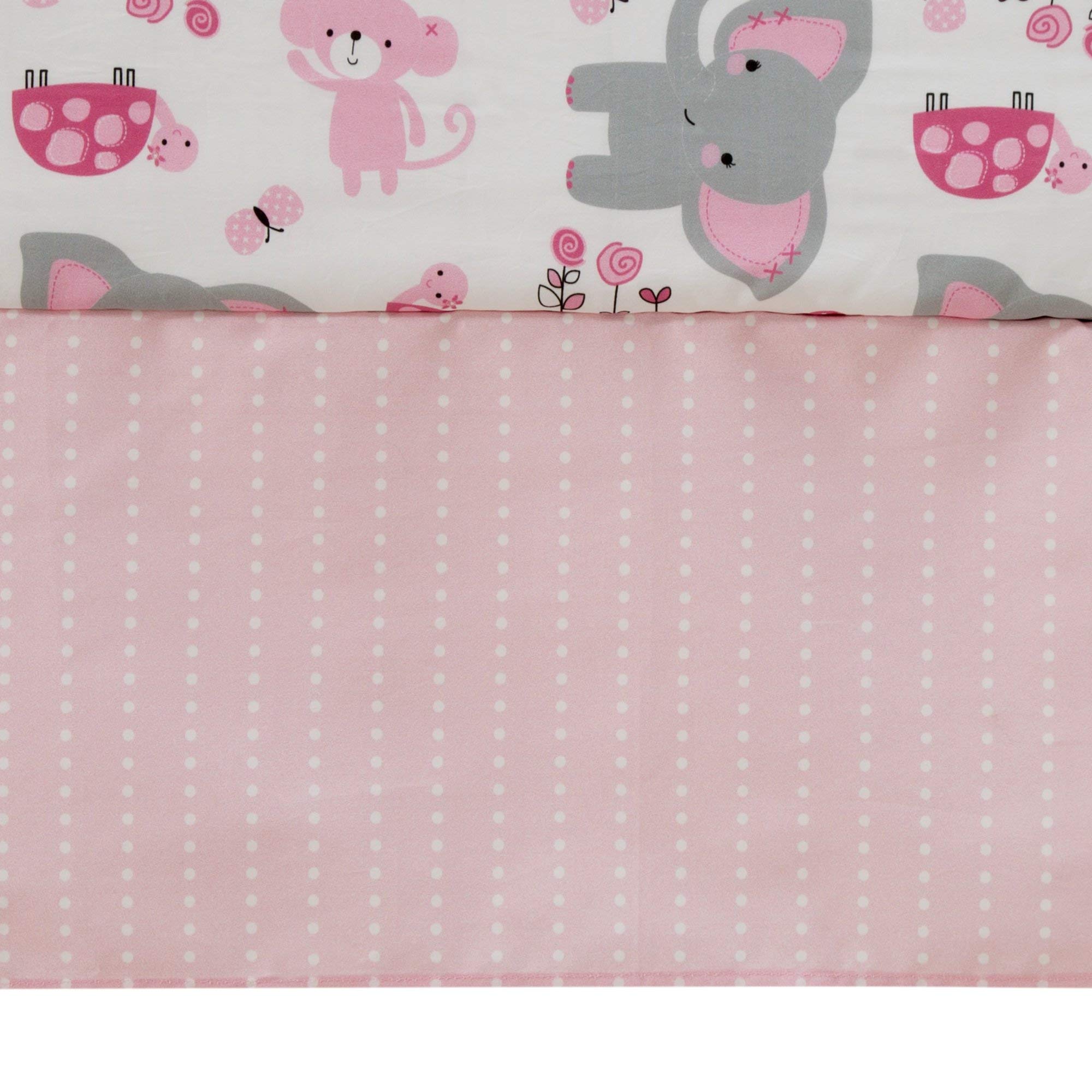 Bedtime Originals Twinkle Toes Jungle Elephant 3 Piece Bedding Set, Pink/White