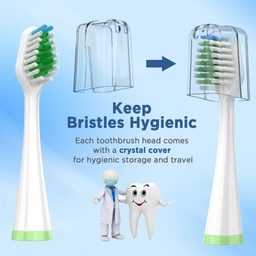 Replacement Brush Heads with Covers for AquaSonic Duo, 4 White & 4 Black Toothbrush Heads