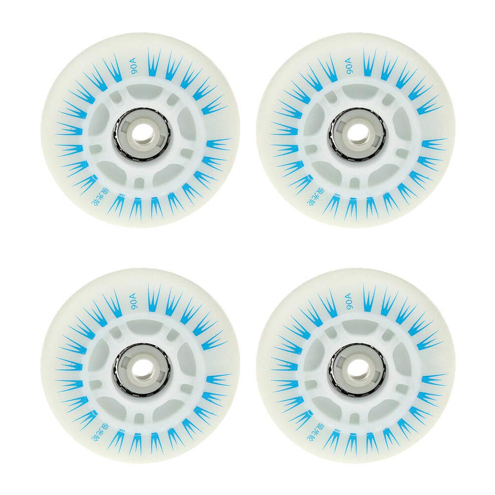 Gaweb Skating Shoes Wheels,4Pcs 76/80mm Skating LED Luminous Flashing Inline Roller Skates Shoes Wheels Blue 76mm
