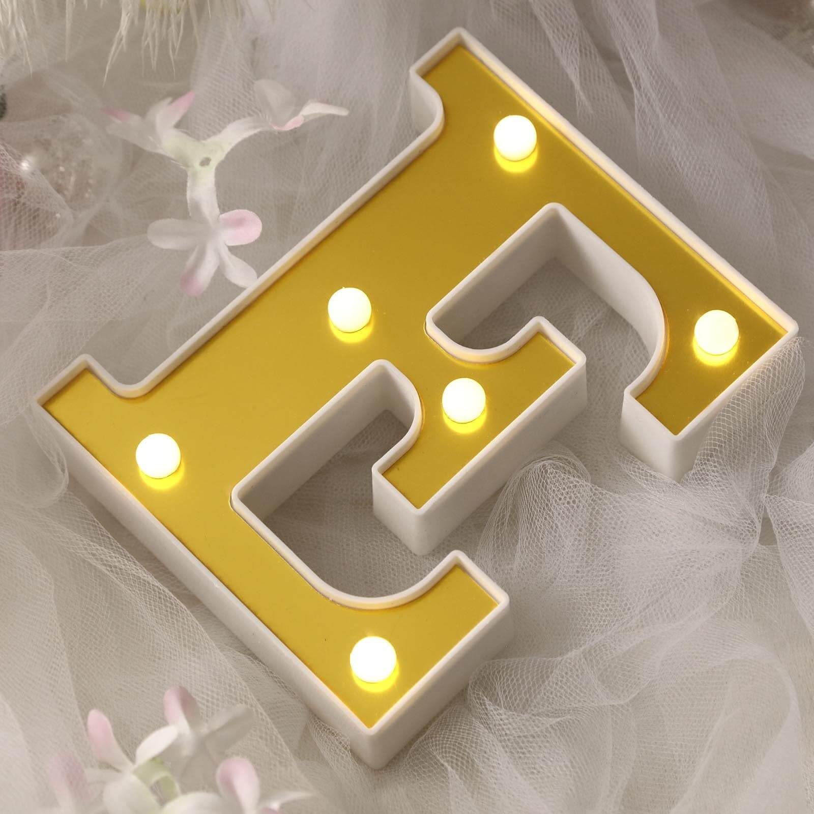 Efavormart 6" 3D Gold Marquee Letters 5 LED Light Up Letters Warm White LED Letter Lights - E