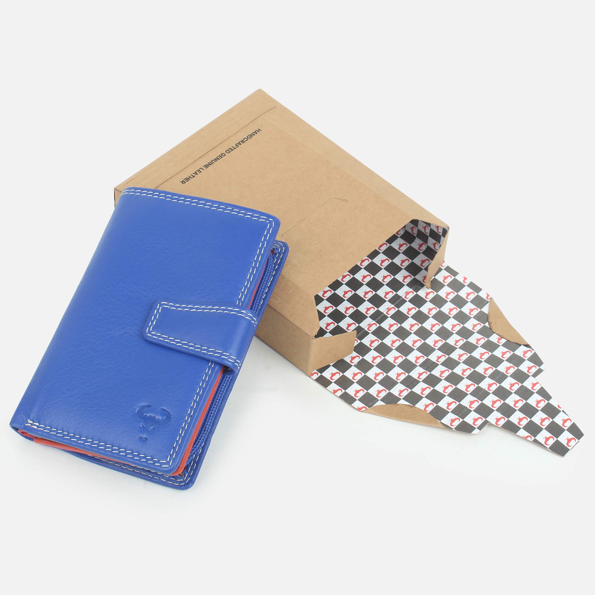 ALPHAHIDE Genuine Leather Wallet for Women - RFID Blocking Ladies Wallet - Multi Coloured Purse - Credit Card holder with Zip Coin Pocket - Gift Boxed