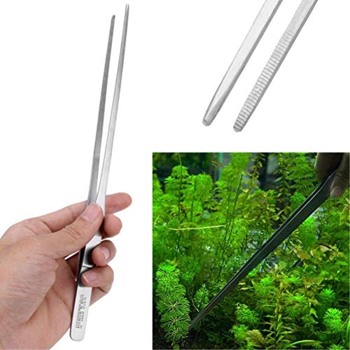 FEITA Aquarium Tweezer Set Long Stainless Steel Curved & Straight Aquarium Feeding Tweezers Scissors Maintenance Tools Kit (3 Pcs)