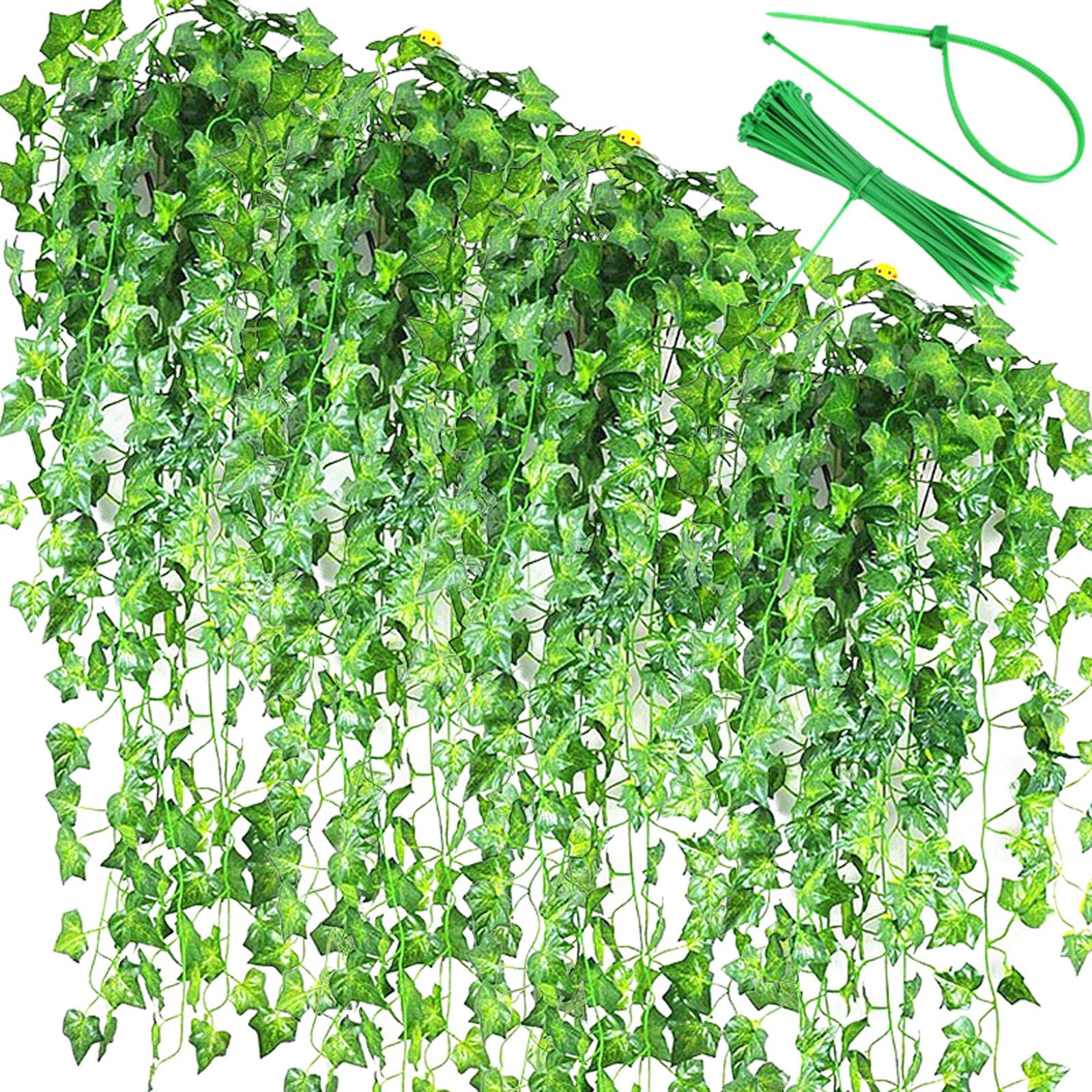 AlphaMeow 86 Ft 12 Strands Artificial Ivy Garland Fake Plants, Vine Hanging Garland, Hanging for Garden,Office, Wedding Wall Decor, Home Kitchen Indoor & Outdoor Decoration,Green
