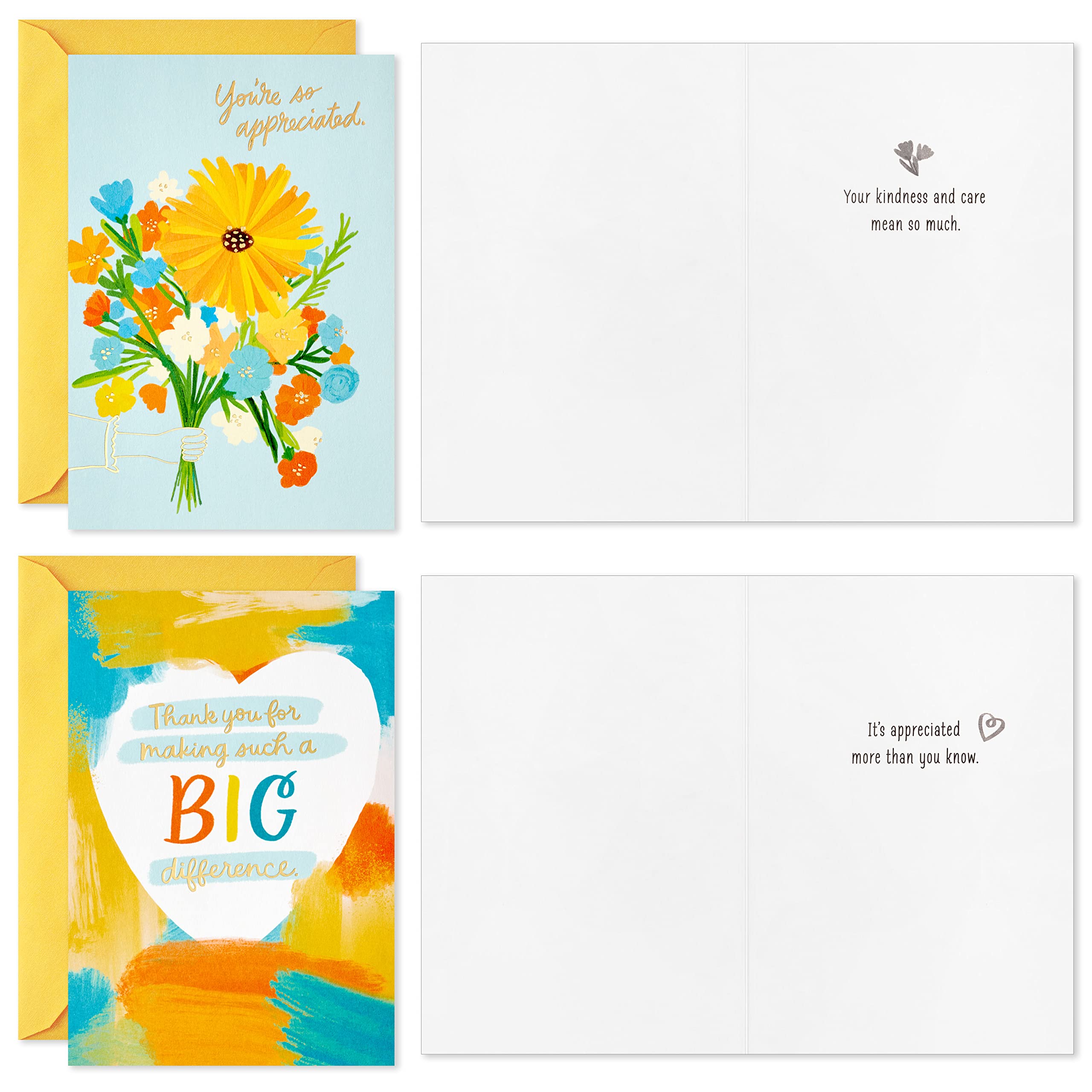 Hallmark Thank You Cards Assortment, Every Shade of Grateful (16 Thank You Notes with Envelopes) for Teacher Appreciation, Caregivers, Graduation