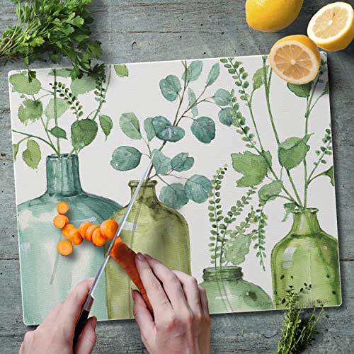 CounterArt Greenery 3mm Heat Tolerant Tempered Glass Cutting Board 15β x 12β Manufactured in the USA Dishwasher Safe