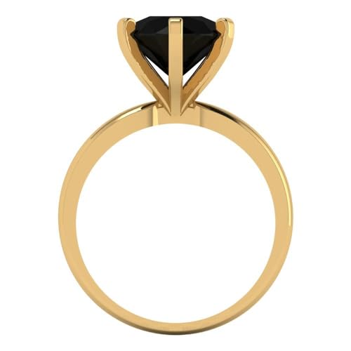 3 ct Round Cut Solitaire Natural Black Onyx Excellent Engagement Bridal Promise Anniversary Ring 18K Yellow Gold Size 5.75