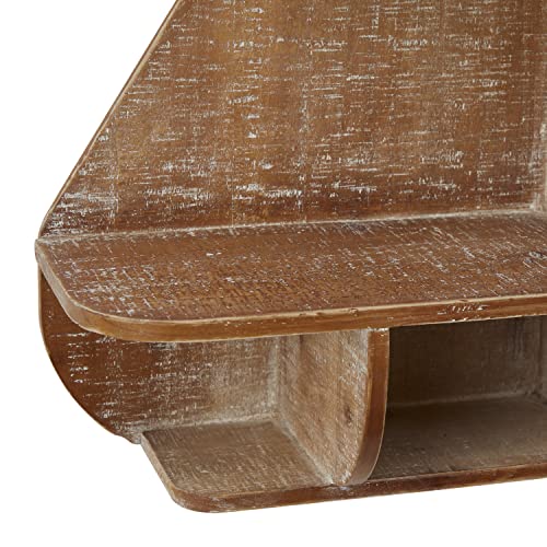 Deco 79 Wood Sail Boat 8 Cubbies Wall Shelf, 21" x 6" x 24", Brown