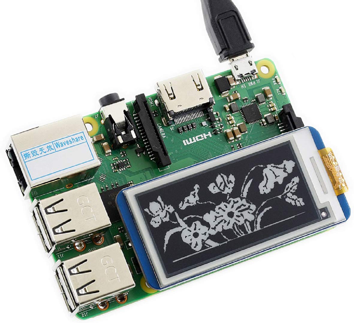 2.13inch E-Ink Display HAT V4 Version, Black/White Two-Color 250x122 Pixel E-Paper Module for Raspberry Pi 5/ 4B/3B+/3B/2B/A+/Zero W/WH/Zero 2 W/Jetson Nano SPI Interface, Support Partial Refresh