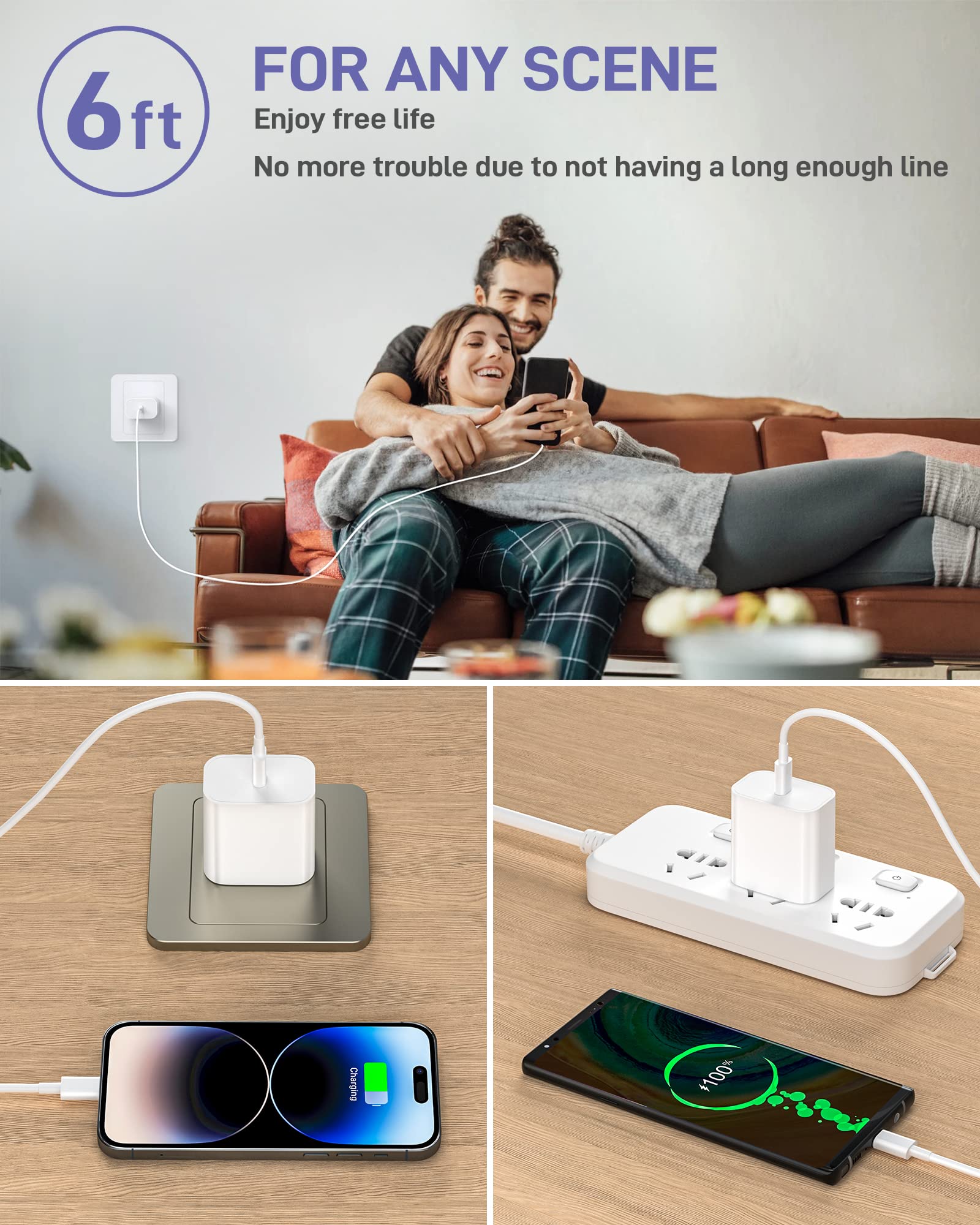20W USB C Fast Charger with 6ft USB C to C Charging Cable for iPone 15/15Promax/Plus,iPad Pro 12.9, iPad Pro 11 inch 2021/2020/2018,iPad Air 5th/4th 10.9 inch,iPad Mini 6 Generation,PD Wall Charger