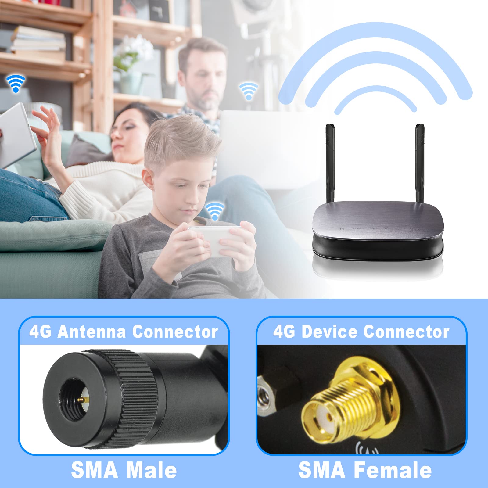 Eightwood 5dBi 4G LTE Antenna SMA Male Omnidirectional Antenna (2-Pack) Compatible with 4G LTE Hotspot Router AT&T MF279, Wireless Modem, Wireless Home Phone System, Cellular Trail Camera