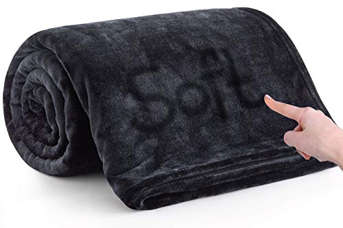 MOONLIGHT20015 Fleece Blanket Queen Size - Super Soft Fuzzy Black Throw Blanket for Couch and Sofa - Lightweight Luxury 400 GSM Microfiber Fluffy Bed Blankets and Throws, 90 x 90 Inches