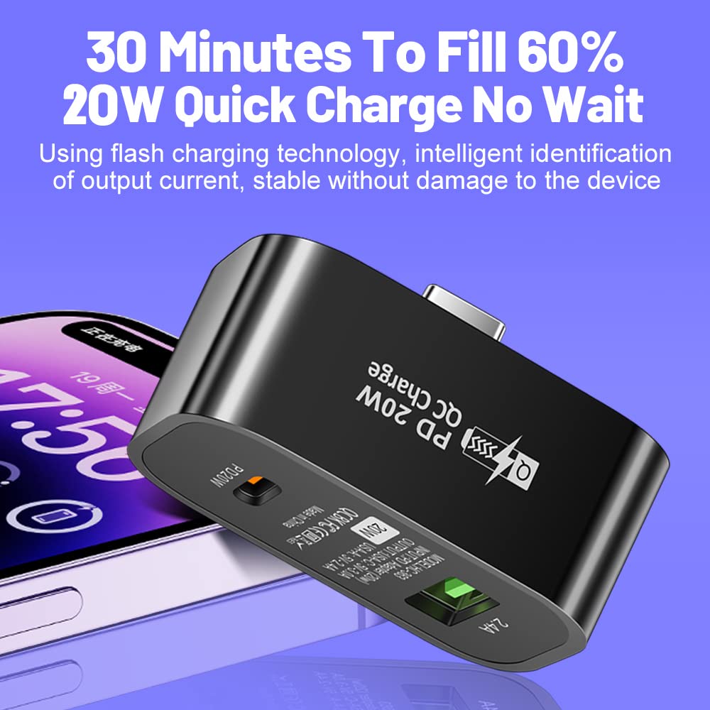 20W USB C Hub, [2Pack] PD 20W Fast Charge Dual Port USB Type C and 2.4a USB A, USB C Adapter Small USB Hub for iPhone/iPad/Airpods/MacBook Laptops (Black)