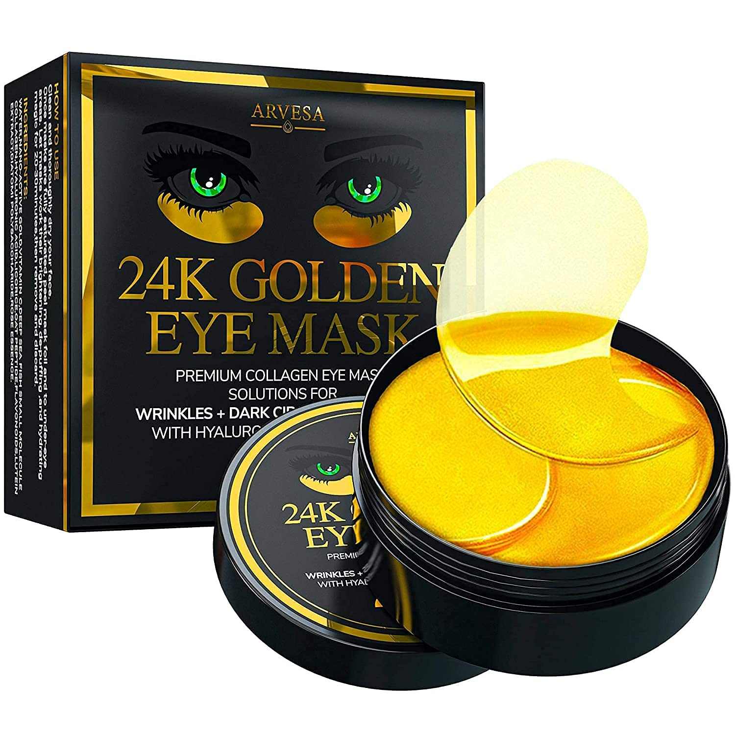 Arvesa Under Eye Patches - Eye Mask For Puffy Eyes And Dark Circles Reduce Wrinkles & Bags - Skin Treatment Pads Anti Aging Moisturizer Mask For Women Gift Eye Gel Pads