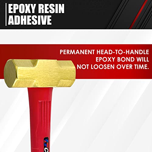 C&T 2lb Brass Sledge Hammer,Non-Sparking, Comfortable Fiberglass Handle,2-Pounds,Non-Magnetic,Corrosion Resistant