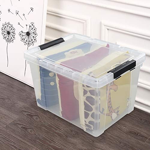 Pekky 50 Quart Clear Storage Containers/Bins with Lid,Wheels and Latching Handles, Large Rolling Storage Plastic Box Tote(4Packs)