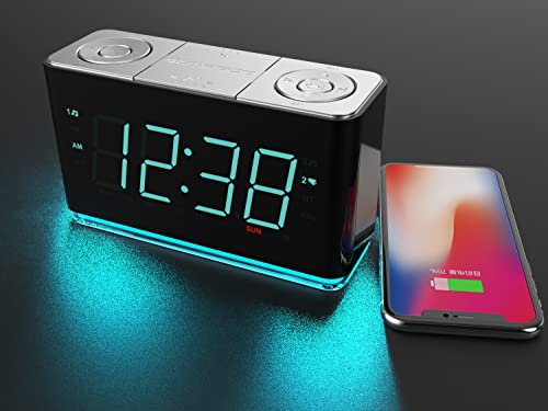 Emerson SmartSet Alarm Clock Radio with Bluetooth Speaker, Charging Station/Phone Chargers with USB port for iPhone/iPad/iPod/Android and Tablets, ER100301, Black