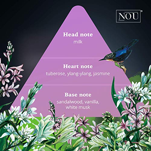 NOU Tuberose Perfume – Floral Perfume Sweet Musky Notes – Natural Perfume for Women Blended with Natural Essential Oils – Fresh Smelling Perfume Tuberose Perfume – 1.7 fl oz EDP