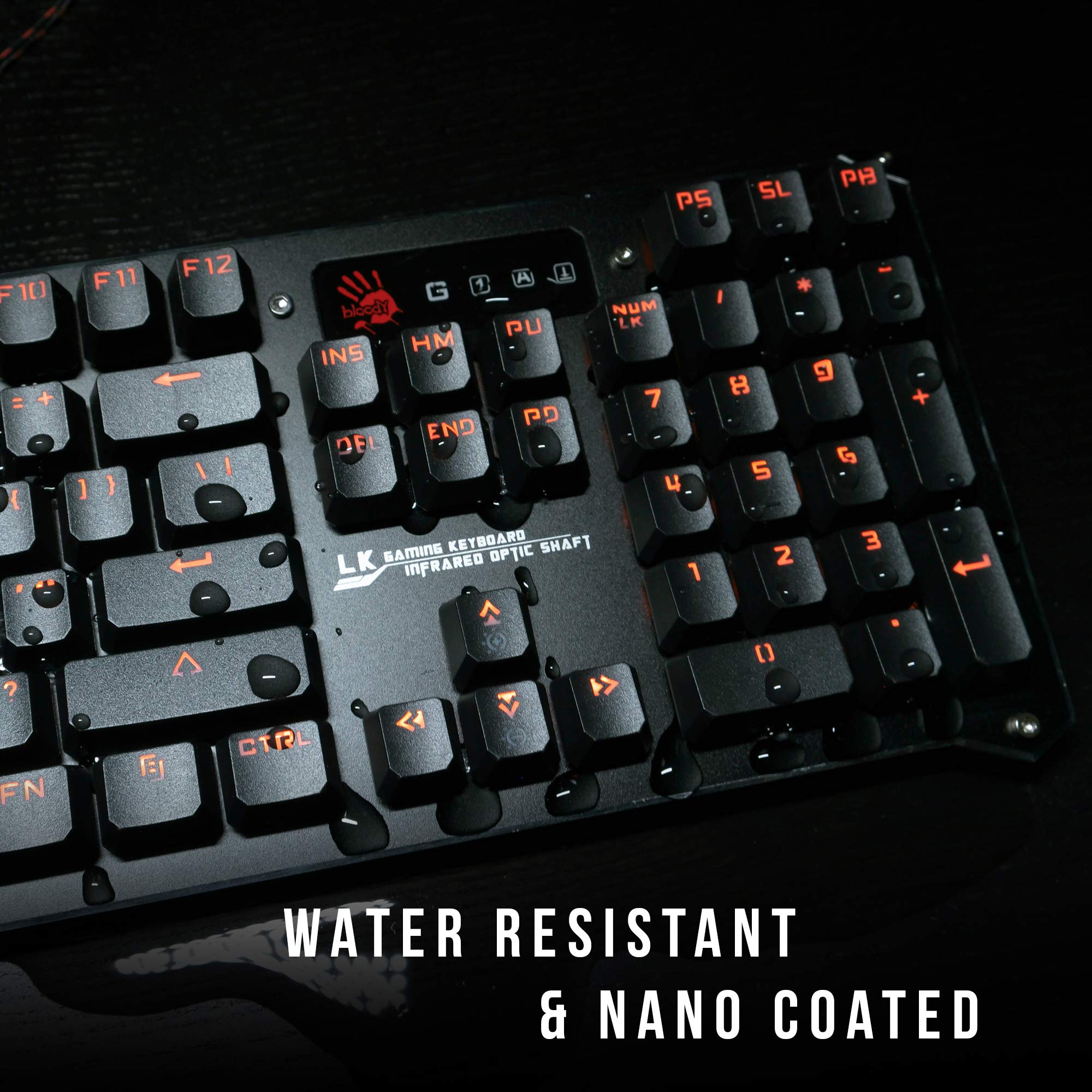 BLOODY B840 Light Strike LK Optical Gaming Keyboard β Orange LED Backlit β LK Blue Tactile Switch - Black