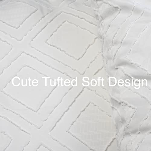 ACCURATEX Throw Pillows Set of 2, Boho Throw Pillows for Farmhouse with Cream Cute Tufted Cover, Decorative Pillow Inserts for Couch, Bed, 16"x16"