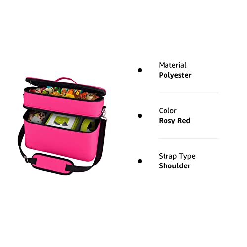 Bevegekos Tonies Carrying Case for Toniebox Starter Set, Storage Travel Carrier Bag for Audio Player, Figures, Charging Station & Headphones, Box only (Large, Rosy Red)