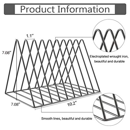 Pashion Vinyl Record Stand Holder, Desktop Album Storage Rack, Triangle Vinyl Record Shelf Display Vinyl Coated Metal Wire Rack Functional & Stylish Display Rack for Office Home