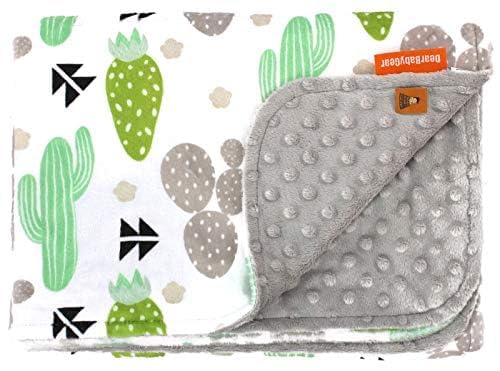 Dear Baby Gear Baby Blankets - Nursery Blankets for Newborn - Crib Bedding - Soft Blanket for Infant - Blanket for Boys & Girls - 40" x 30" (Succulents Cactus Cacti, Light Gray Dot)