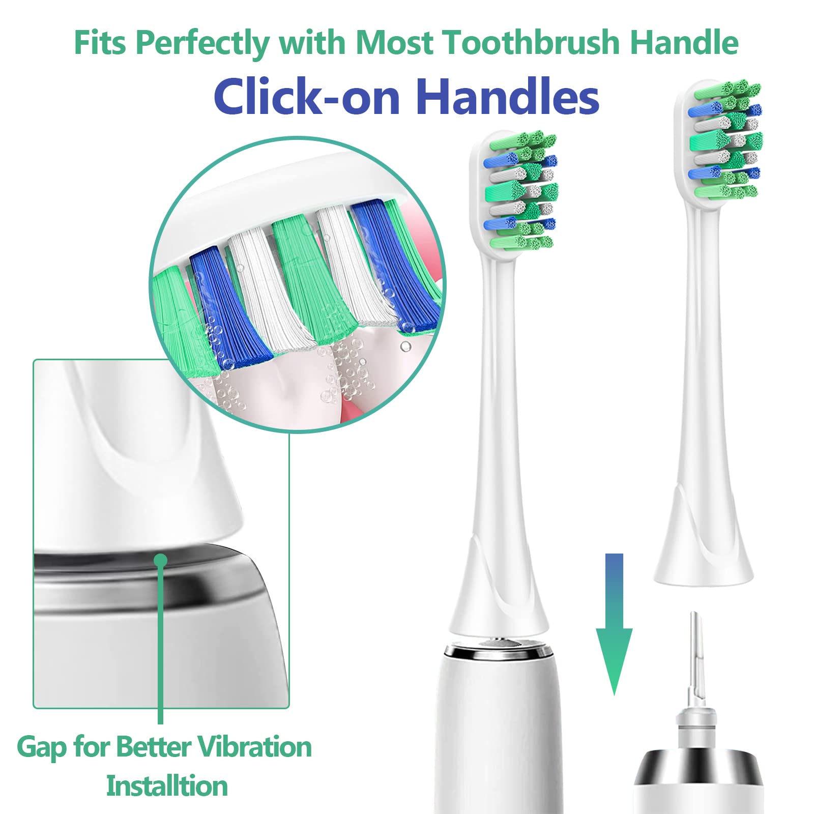 ALTLAU Replacement Toothbrush Heads Compatible with Philips Sonicare Toothbrush, Click-on Replacement Brush, 8 Pack