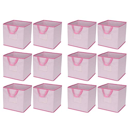 Delta Children 12 Piece Foldable Storage Cubes/Bins, Barely Pink