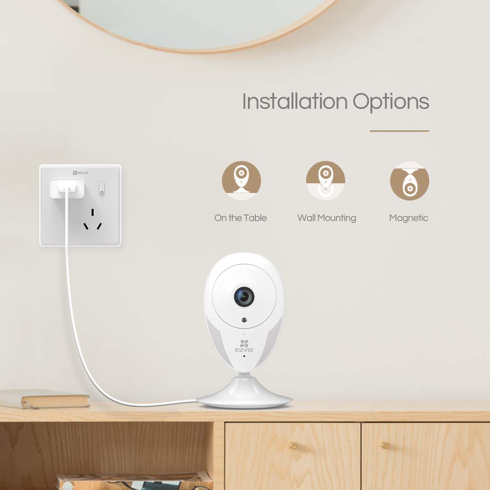 EZVIZ Indoor Wi-Fi Security Camera, Motion Detection Alert, Baby/Pet Monitoring, 111° Wide Angle, Two-Way Audio, Works with Alexa Google Home, 25ft Night Vision (CTQ2C-2 Pack WH)