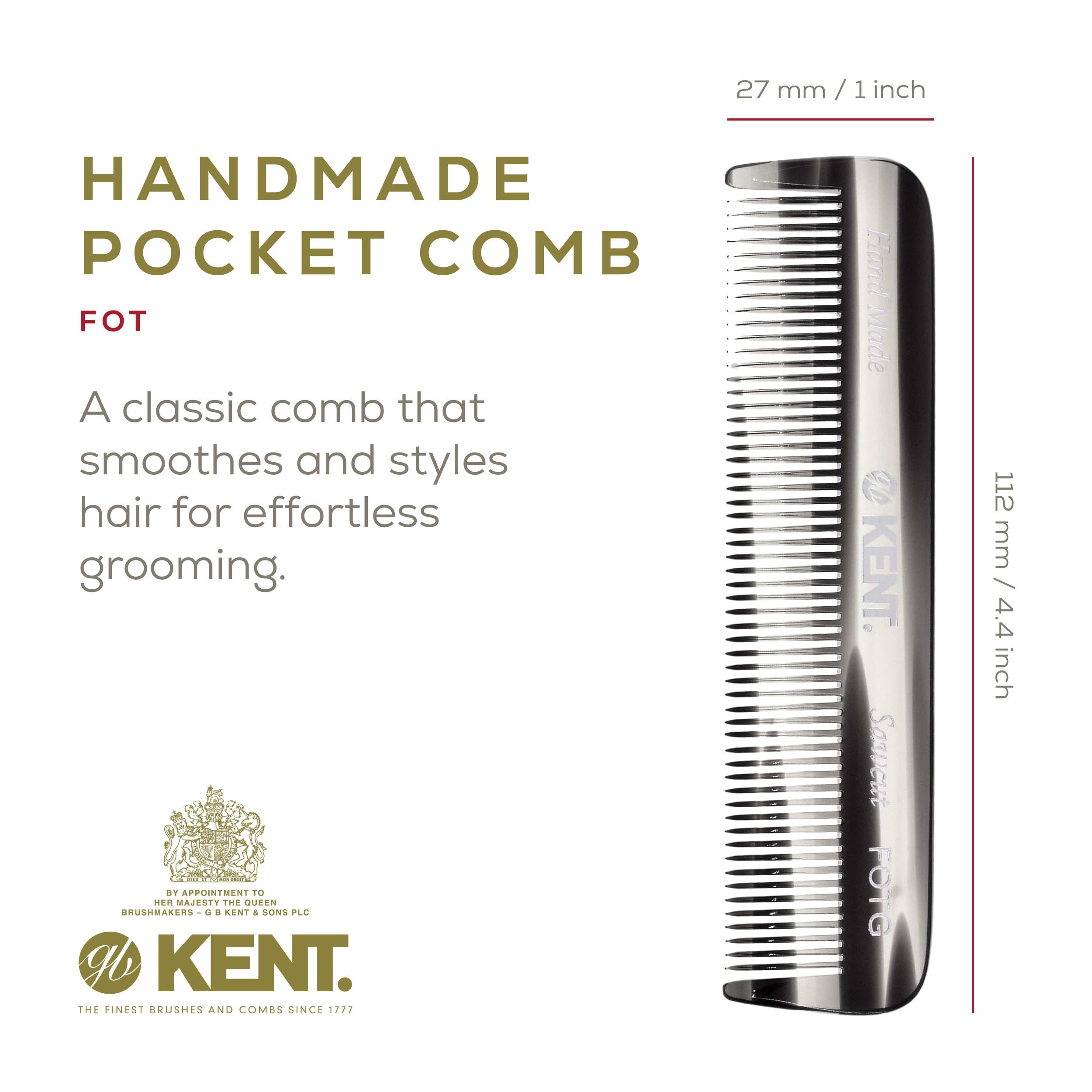 Kent Pocket Comb Set - Men's Beard Grooming Kit, Travel & Home, Mini Mustache Comb