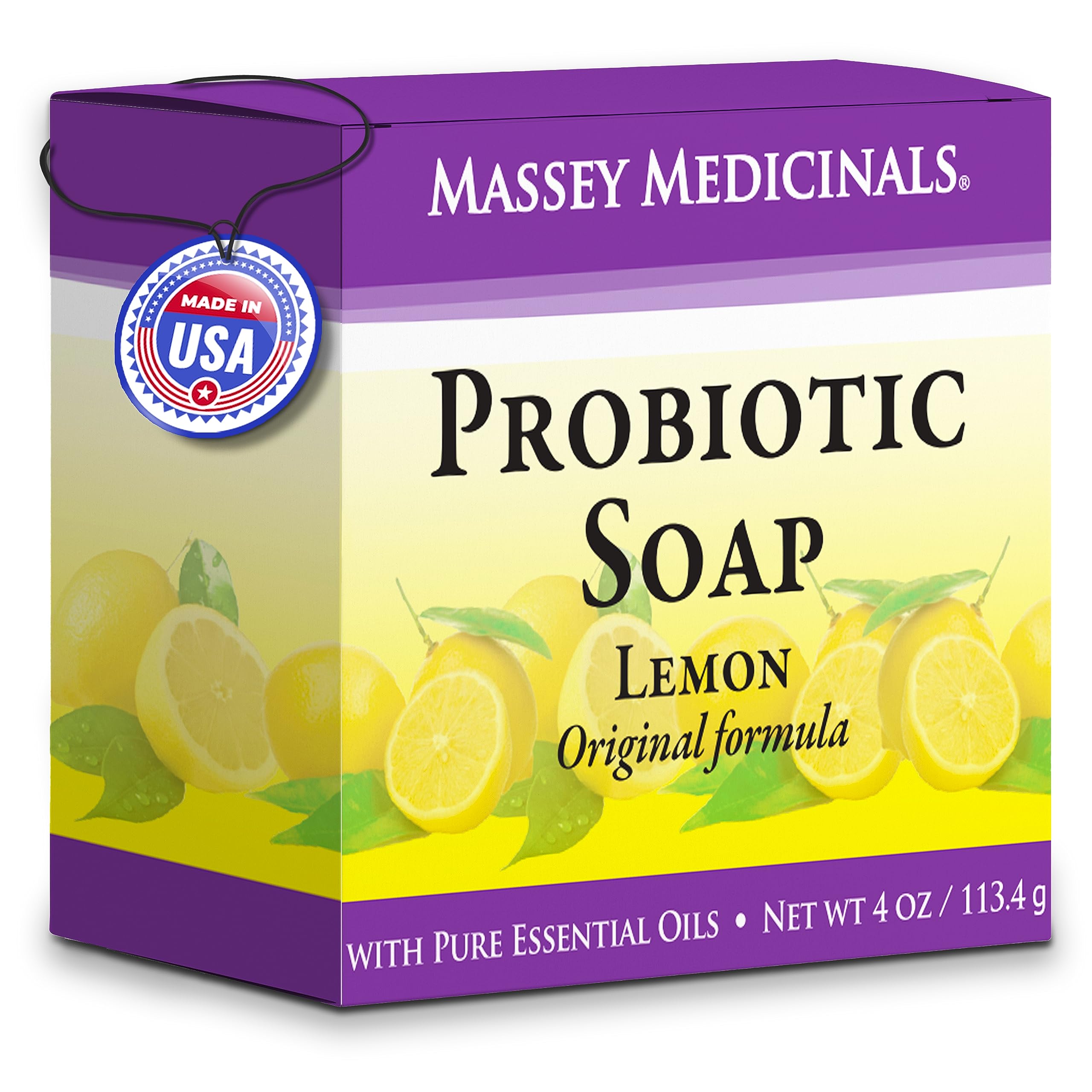 Candida Freedom Massey's CF 100% Natural Probiotic Soap Bar - Elevate Your Skincare Routine with Potent Tea Tree and Refreshing Lemon Essence - Pure Citrus Bliss 4oz