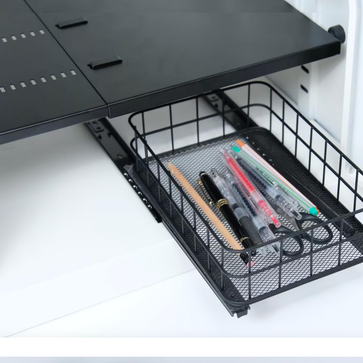 Adjustable Locker Shelf Organizer with Locker Drawer - Locker Organizer Drawers - Metal Locker with Sliding Drawers Cabinet Sliding Basket - Under Cabinet Drawer Perfect for Gym, School, Work (METAL)