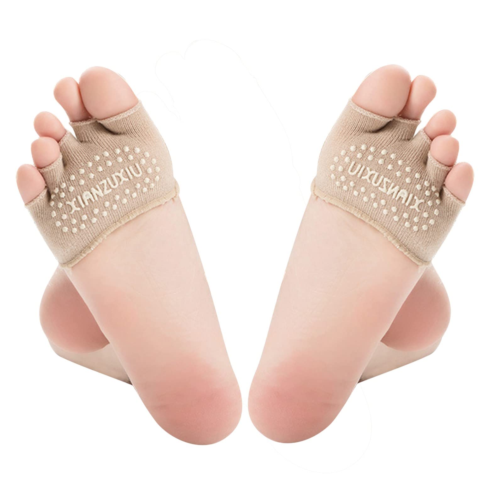 3 Pairs Women Yoga Sport Non Slip Open Toes Socks Half Grip Heel Five Finger Socks A37