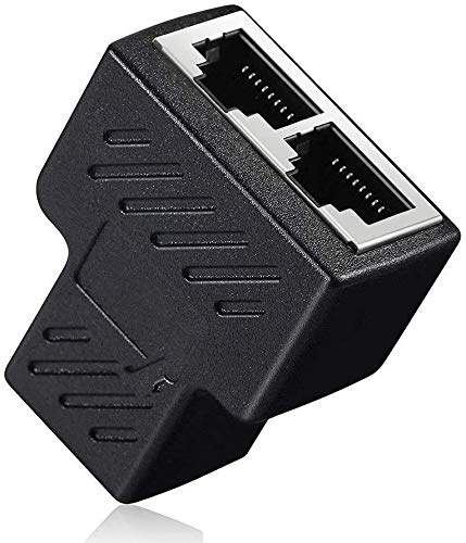 RJ45 Splitter Adapter, Minriu 1 to 2 Port USB to RJ45 Socket Adapter Interface Ethernet Adapter 8P8C Extender Plug LAN Network Connector for Cat5, Cat5e, Cat6, Cat7, Black 1