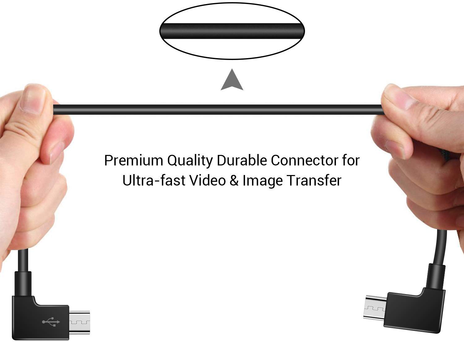 F'wode Micro USB to Type C Data Cable, 11.8 inch 90 Degree Video Data Cable for DJI Mavic 2 Zoom/Mavic 2 Pro/Mavic Mini/Mavic Mini 2/Mavic Air/Mavic Pro/Mavic Pro Platinum/Spark for Cellphone/Tablet