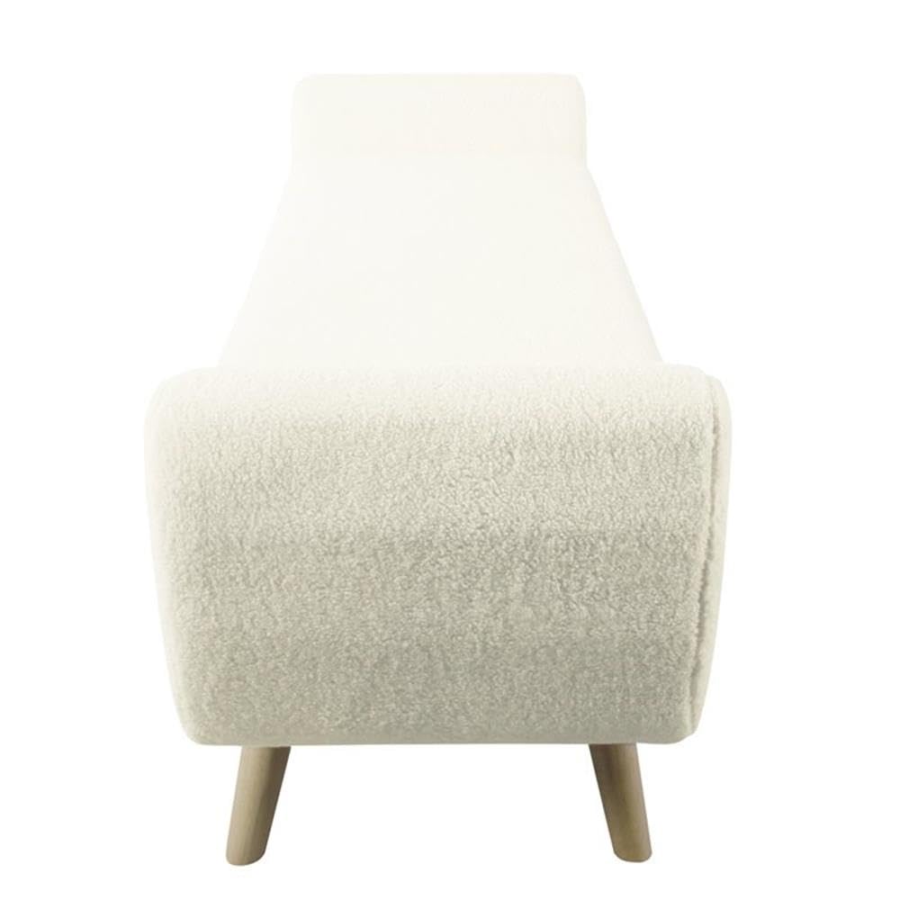 HomePop Modern Storage Bench with Wood Legs Home Décor|Bench with Storage for Living Room & Bedroom - Sherpa Cream