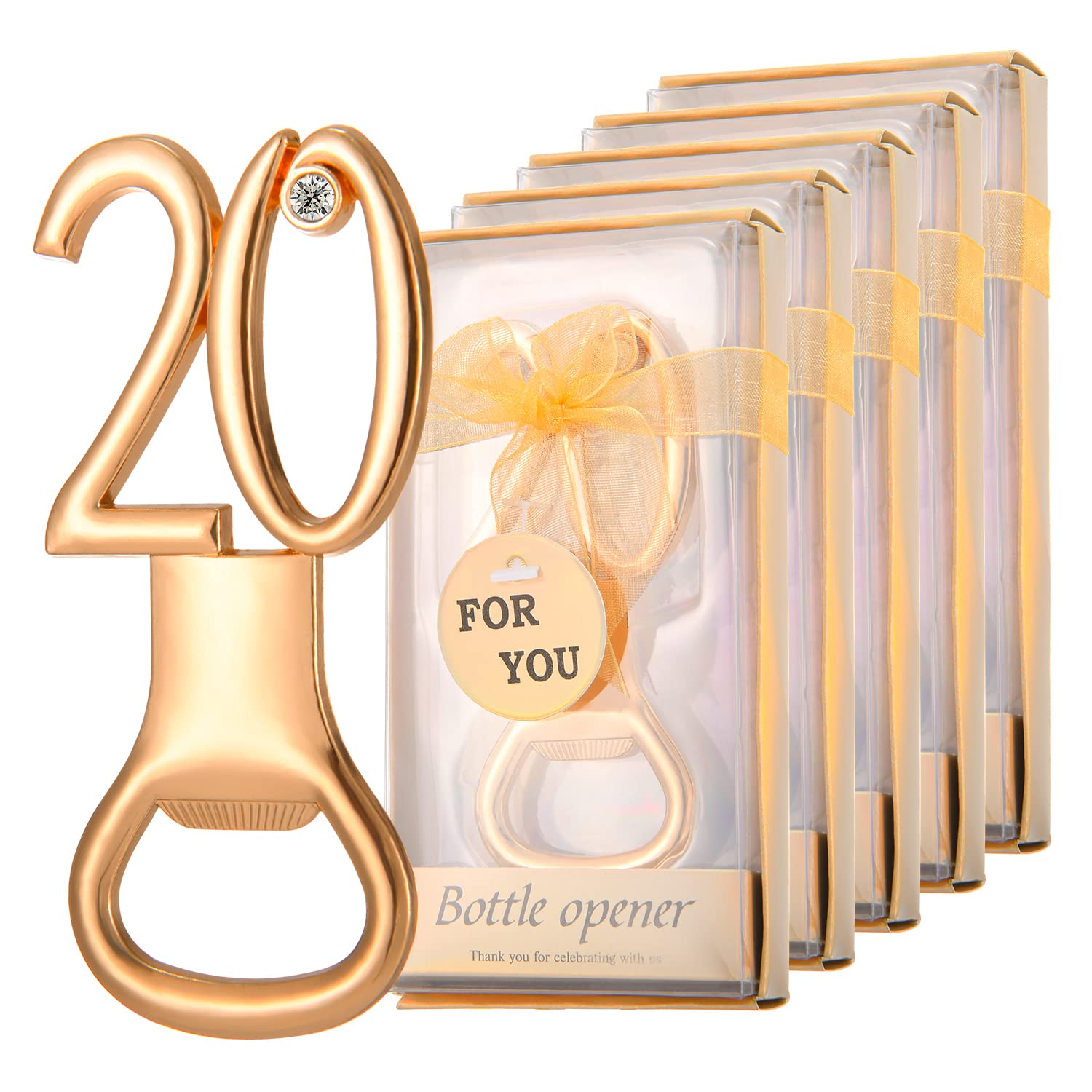 24 Pieces/Packs 20 Bottle Openers for 20th Birthday Party Favors Wedding Anniversary Gidts Decorations or Souvenirs for Guests with Gift Boxes Party Giveaways for Adults (20)