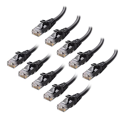 Cable Matters 10Gbps 10-Pack Snagless Short Cat 6 Ethernet Cable 3 ft (Cat 6 Cable, Cat6 Cable, Internet Cable, Network Cable) in Black