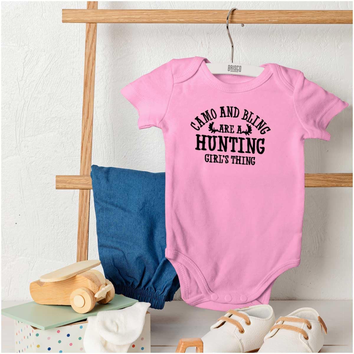 Brisco Brands Camo Bling Hunting Girl's Thing Baby Bodysuit Jumper Girls