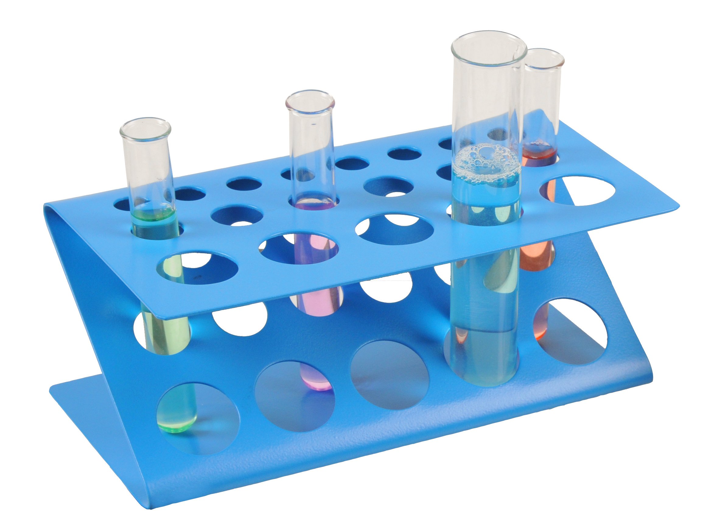 EISCO Test Tube Stand, Z Shape, Aluminum Sheet, Fits up to 18 Tubes in 3 Different Sizes (1", 0.75", 0.5")