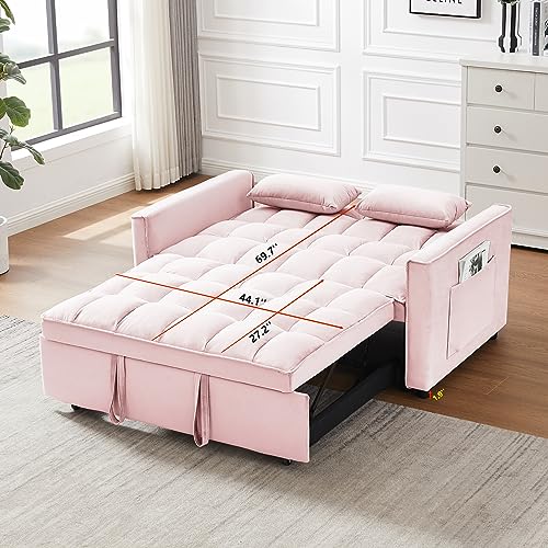 3 in 1 Loveseat Sofa with Pull Out Sleeper Couch Bed, Adjustable Backrest Functional 2 Seater Love Seat Sofa & Couch Convertible Sleep Futon Sofabed, Compact Living Room Upholstered Furniture Daybed