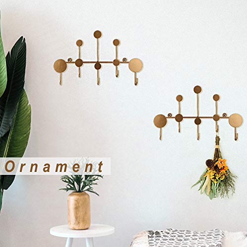 dedoot Coat Hooks Wall Mounted, Metal Coat Rack 5-Hook Gold Heavy Duty Entryway Hook for Clothes Hat Key Towel and Bag