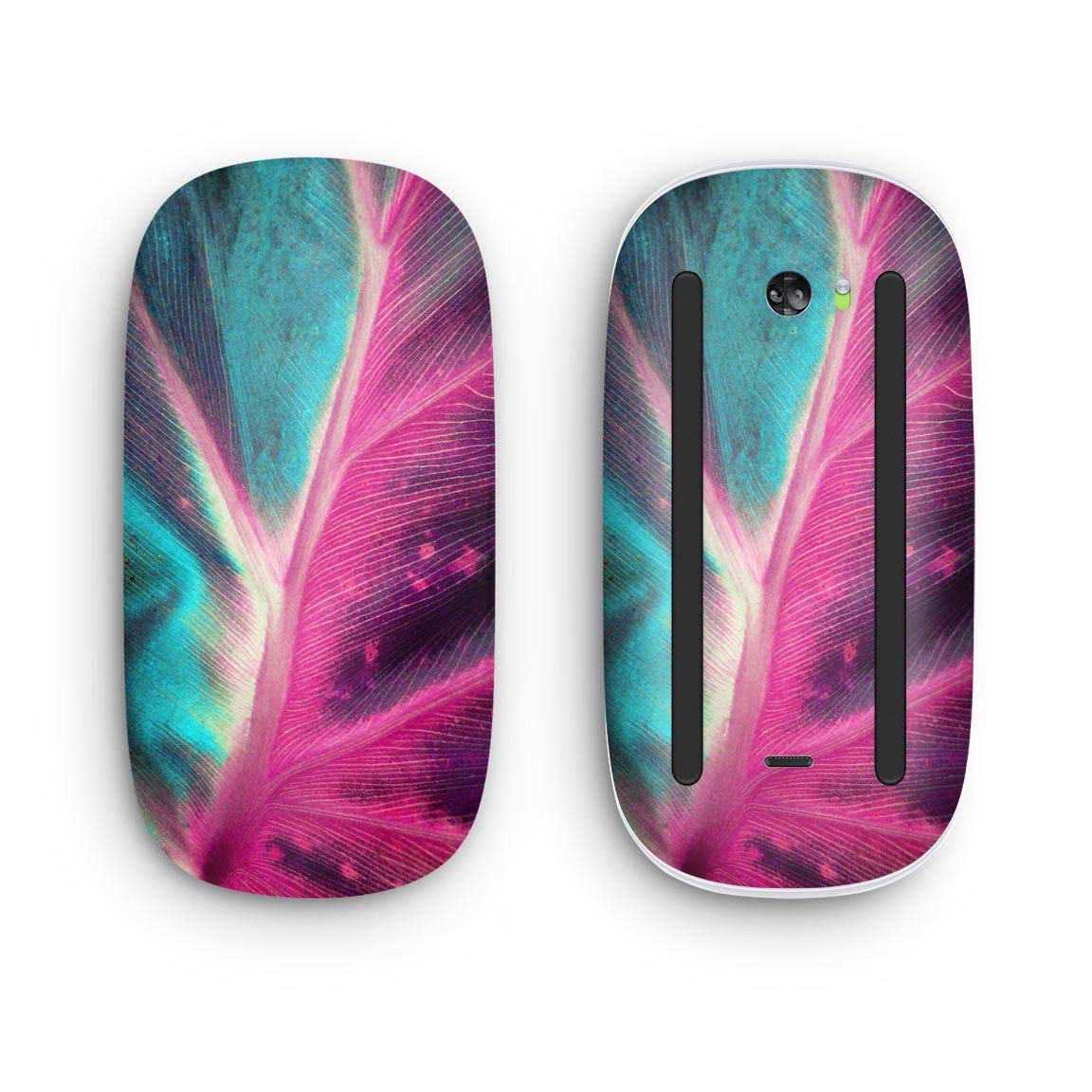 Design Skinz Neon Pink & Green Leaf Vinyl Decal Compatible with The Apple Magic Mouse 2 (Wireless, Rechargable) with Multi-Touch Surface