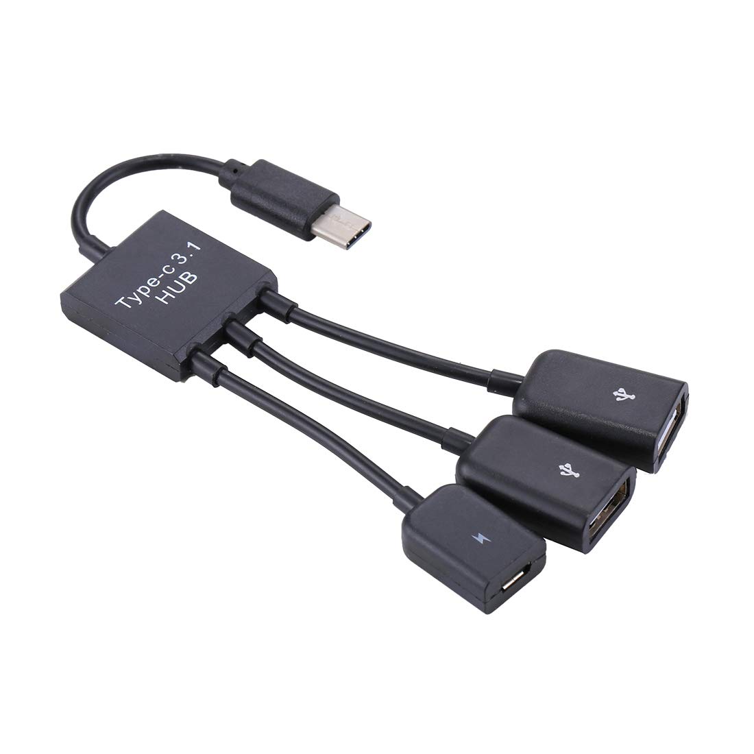PANUSBGHUB Portable USB-C/Type-C Male to Dual USB Ports Female + Micro USB Female Mini Cable Hub Splitter Adapter