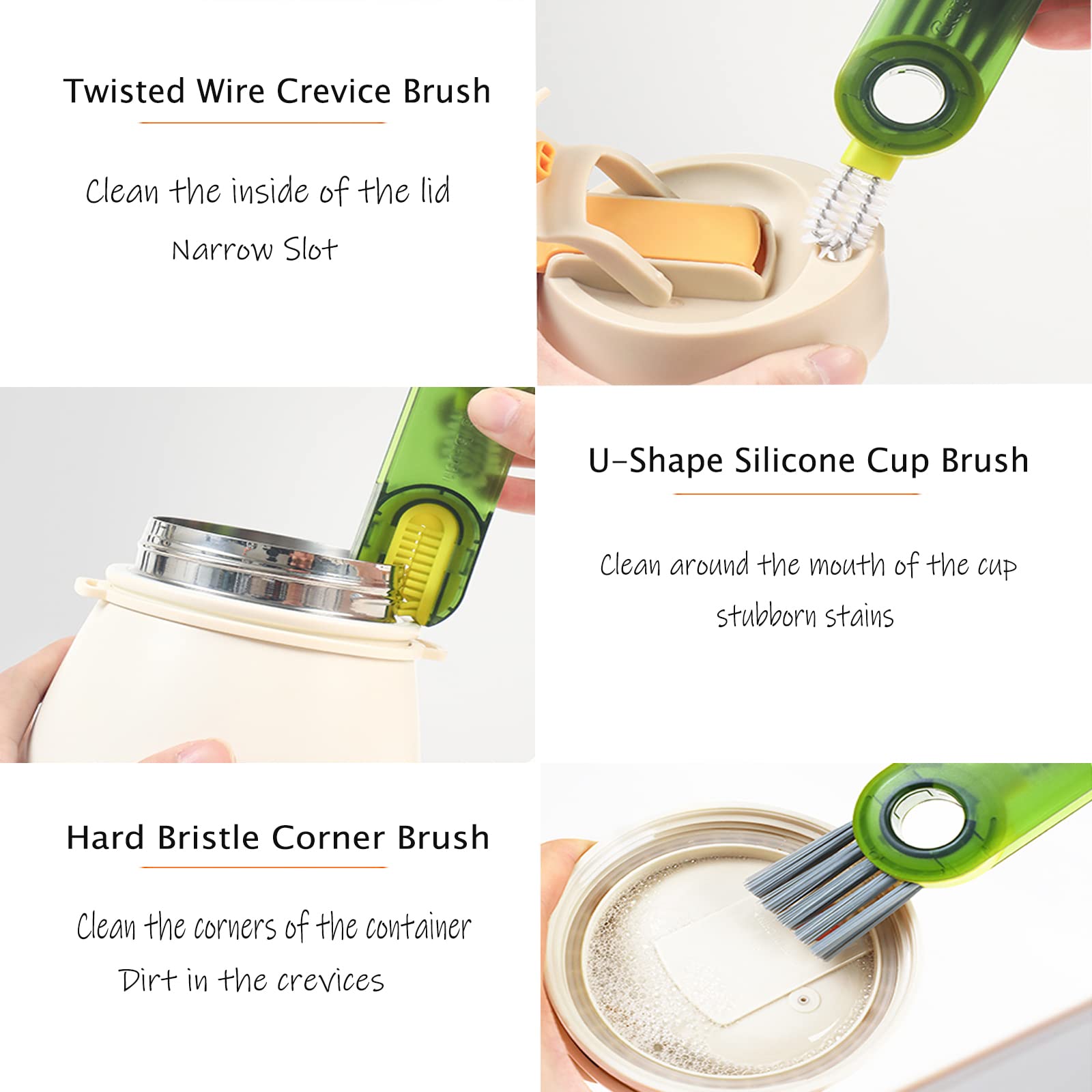 3 in 1 Multifunctional Cleaning Brush, Multi-Functional Cup Cleaning Tools, U-Shaped Silicone Bottle Cleaner Brush, Home Kitchen Cleaning Tools for Different Clean Items