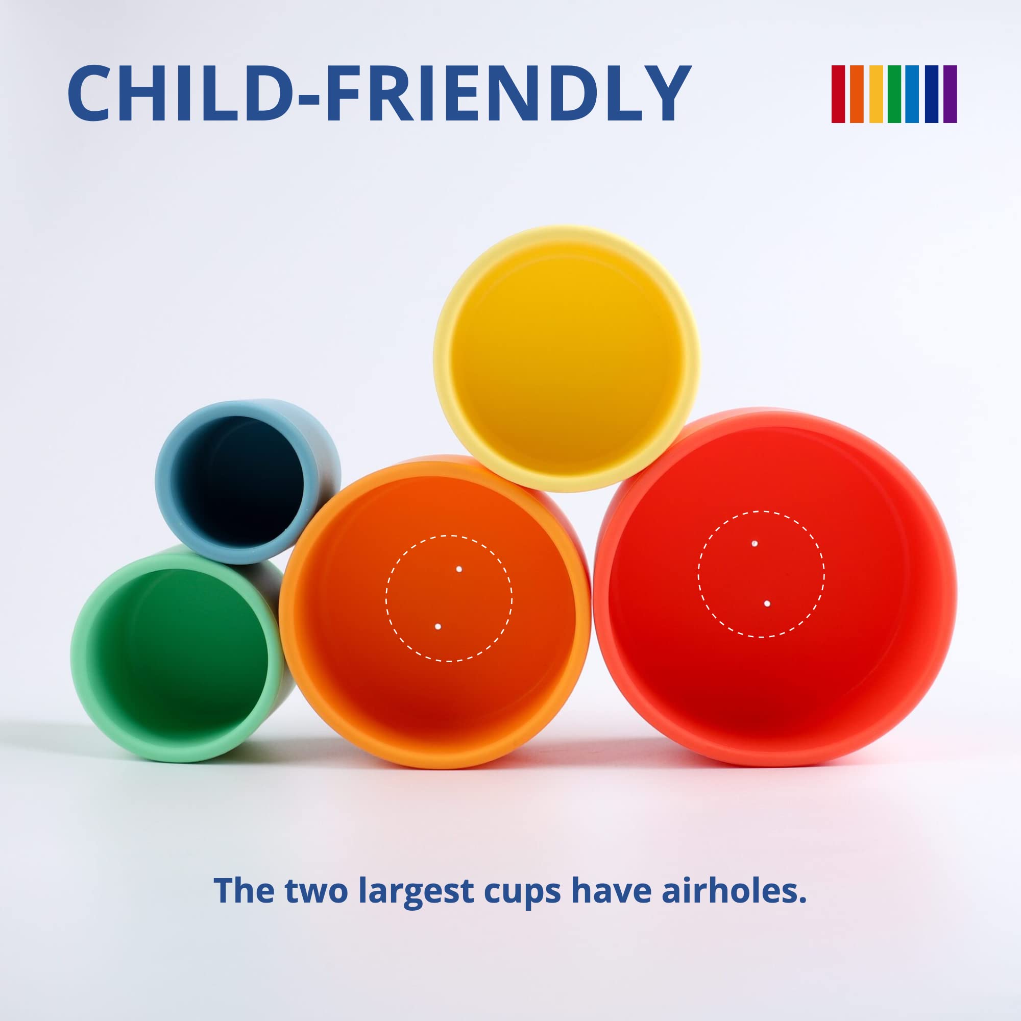 BLUE GINKGO Silicone Stacking Cups β Nesting & Sensory Stacking Toy for Toddlers | Open-Ended Montessori Toy with 5 Cups (Matte Colors)