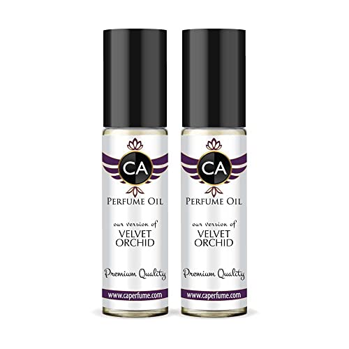 CA Perfume Impression of T. Ford Velvet Orchid For Women Replica Fragrance Body Oil Dupes Alcohol-Free Essential Aromatherapy Sample Travel Size Concentrated Long Lasting Attar Roll-On 0.3 Fl Oz-X2
