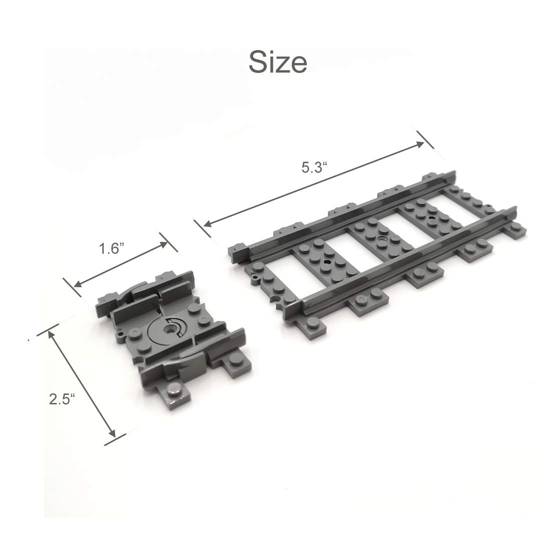 56pcs City Train Tracks Toy Straight and Flexible Train Track Railway Extension Building Set Block Toy Compatible with Major Brand (36 Straight and 20 Flexible)