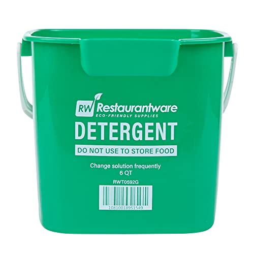 RW Clean 6 Quart Cleaning Buckets, 10 Detergent Square Buckets - With Measurements, Built-In Spout And Handle, Green Plastic Utility Buckets, For Home Or Commercial Use, - Restaurantware